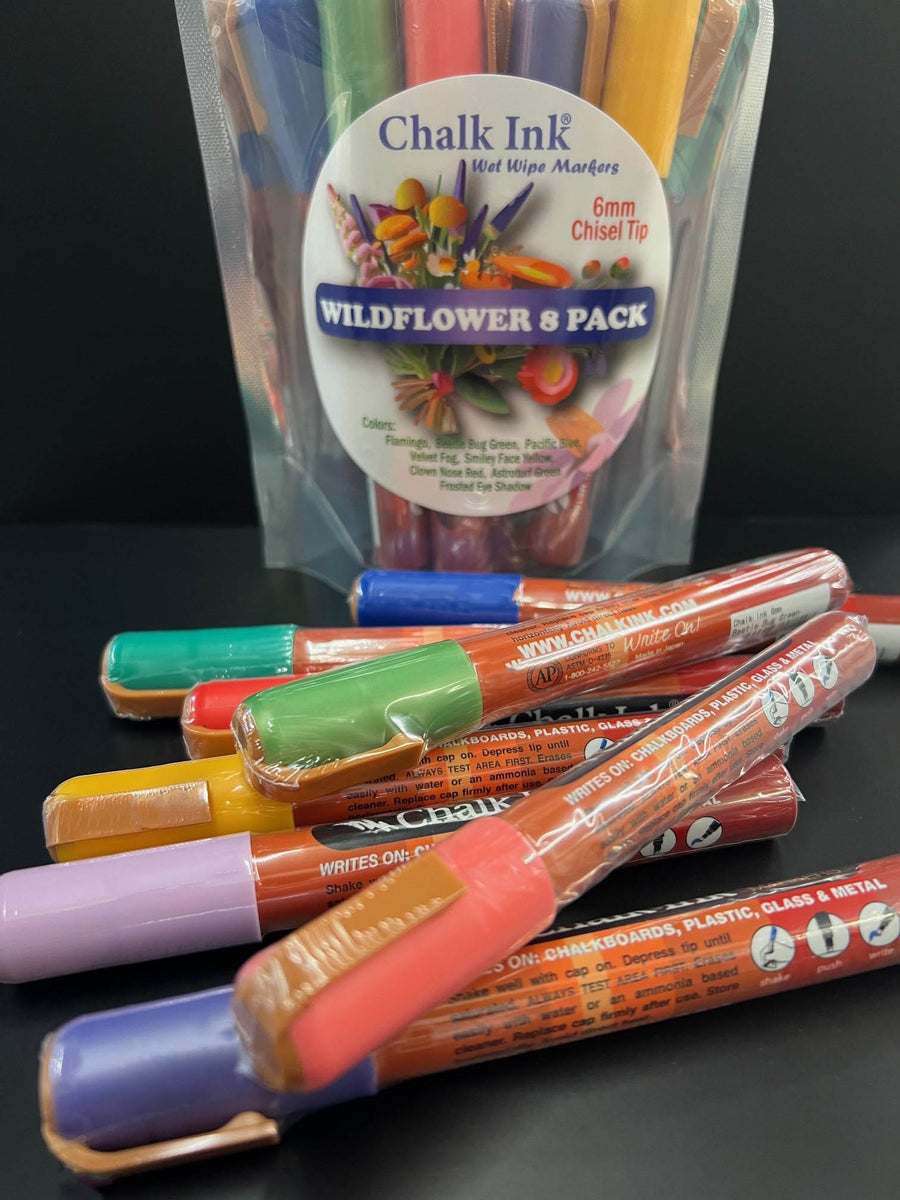Wildflower Set of 8 Chalk Markers Wet Wipe - 6mm at Chalk Ink
