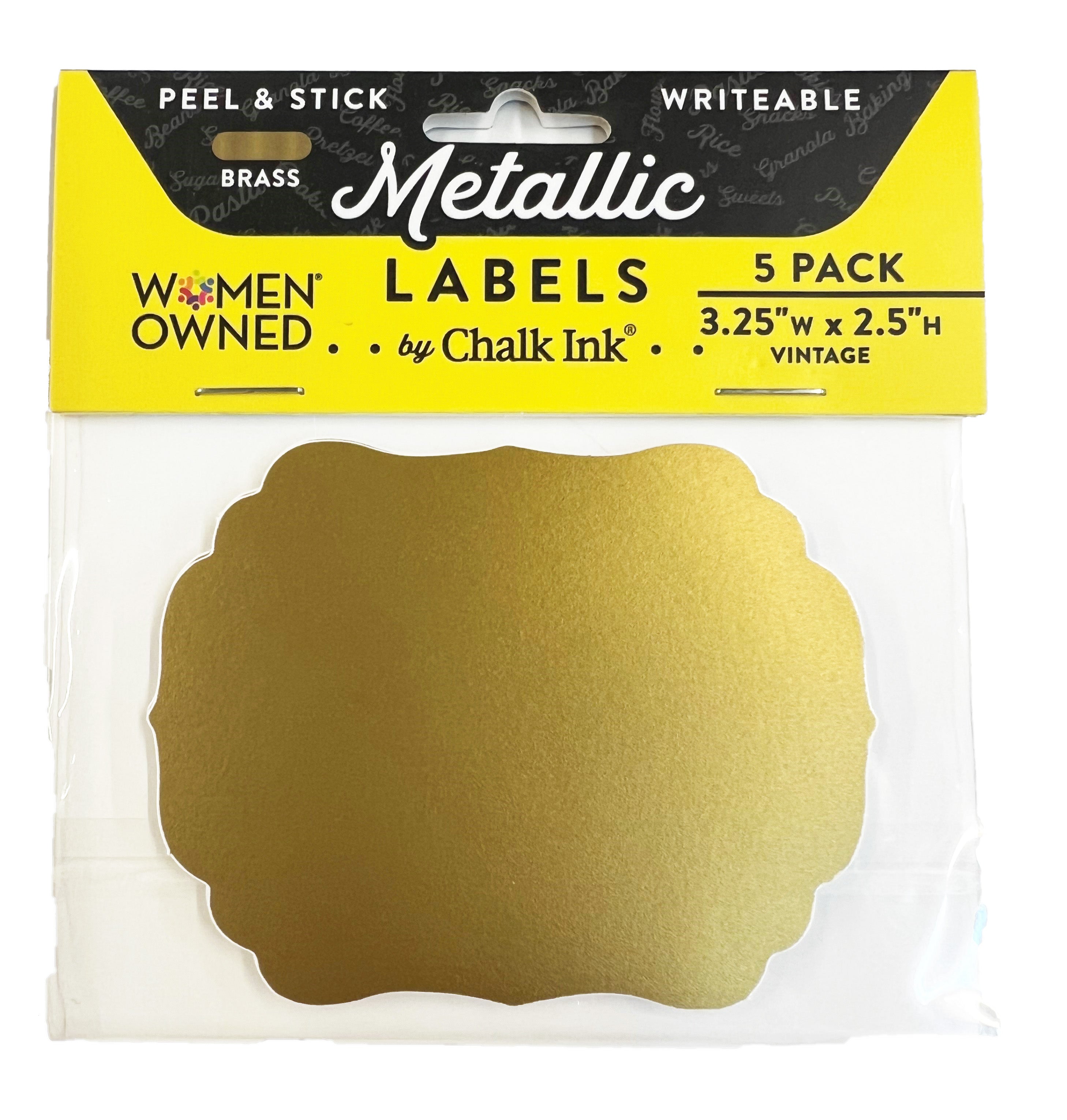 Metallic Brass Color Peel & Stick Vintage Writeable Labels 5 Pack