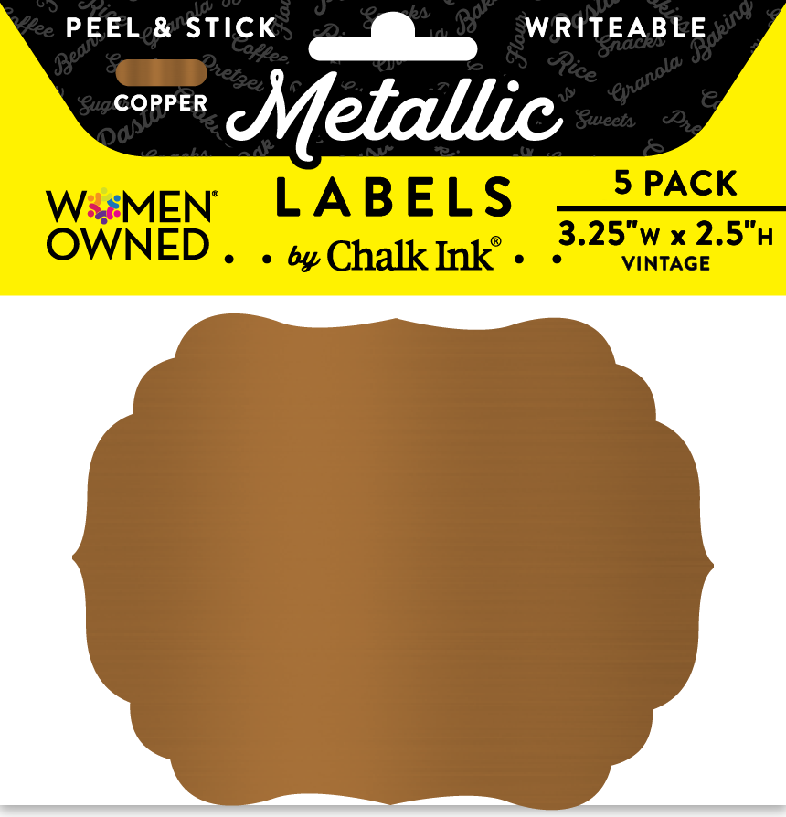 Metallic Copper Color Peel & Stick Vintage Writeable Labels 5 Pack