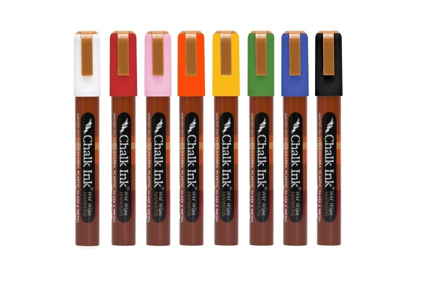 Classic Set of 8 Chalk Markers Wet Wipe - 6mm at Chalk Ink